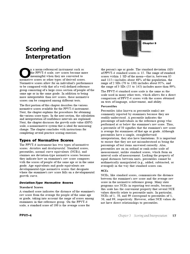 Scoring and Interpretation | PDF | Standard Score | Standard Deviation