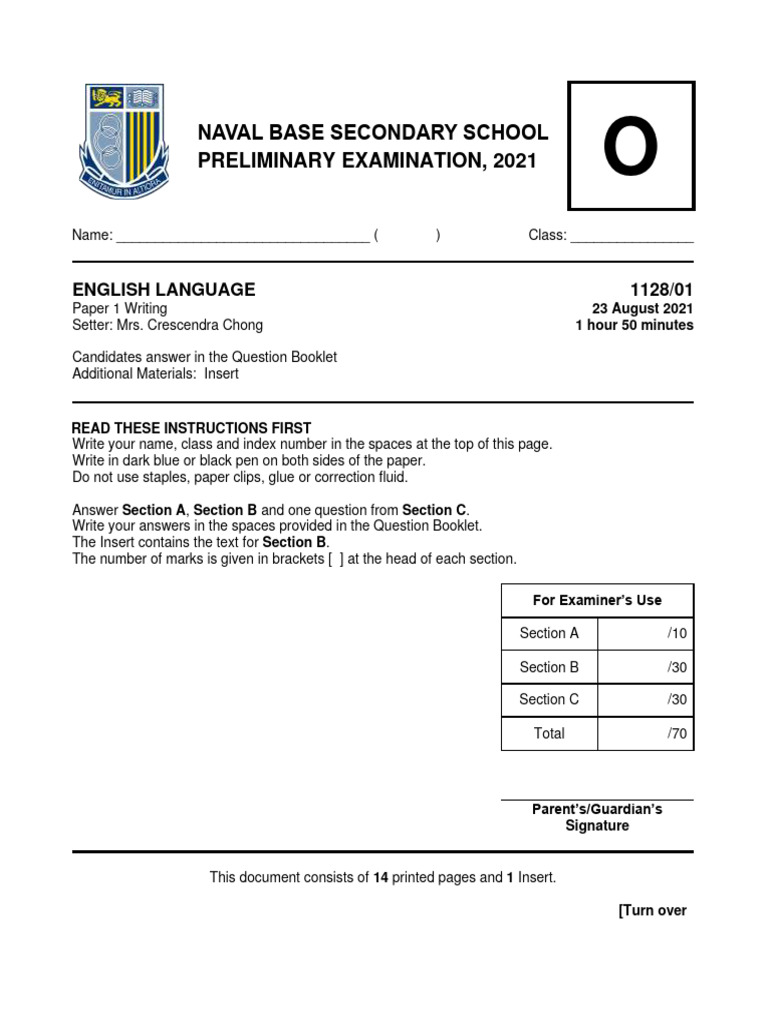 2021 4E Prelim P1 Question Booklet | PDF | Human Communication