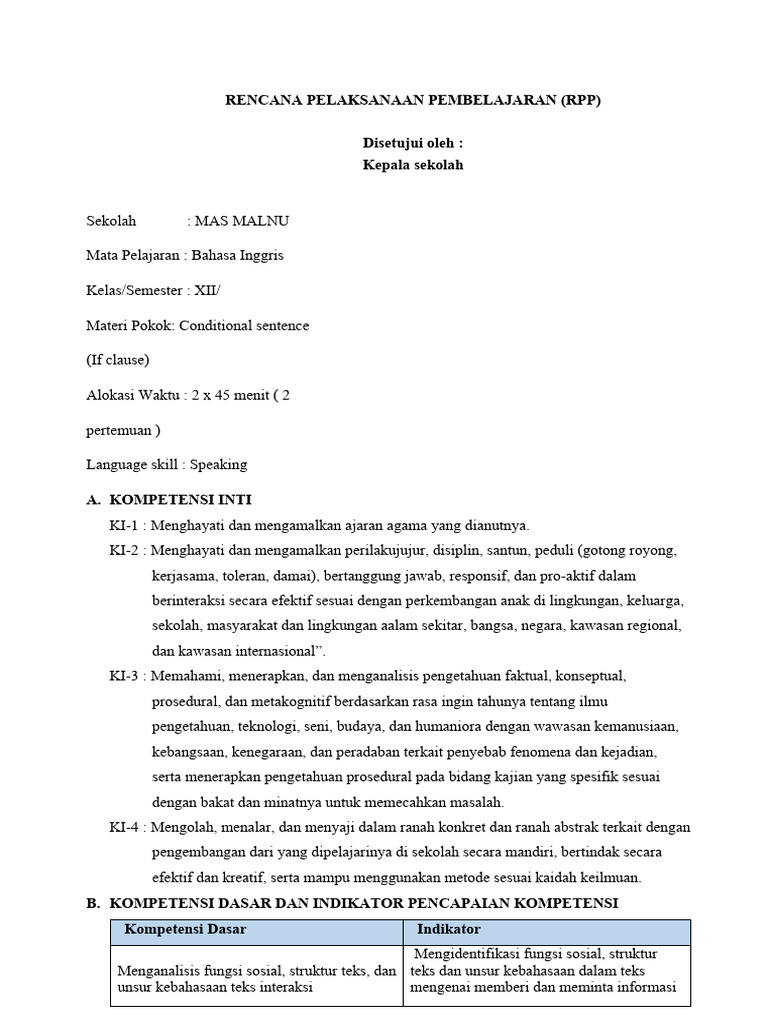 Contoh RPP Sma | PDF