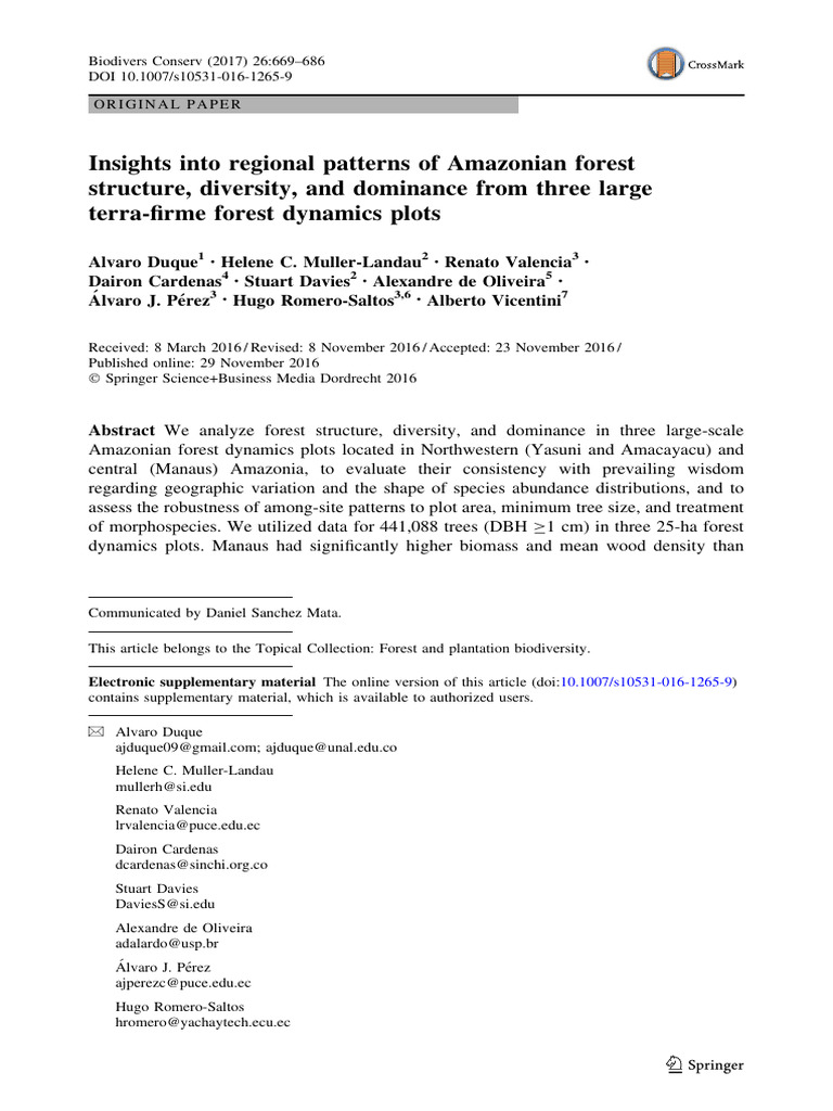 Duque Et Al. 2017 Insights Into Regional Patterns of Amazonian Forest ...