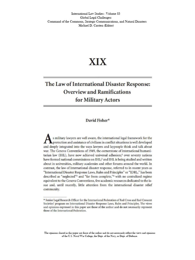 The Law of International Disaster Response - Overview and Ramifica ...