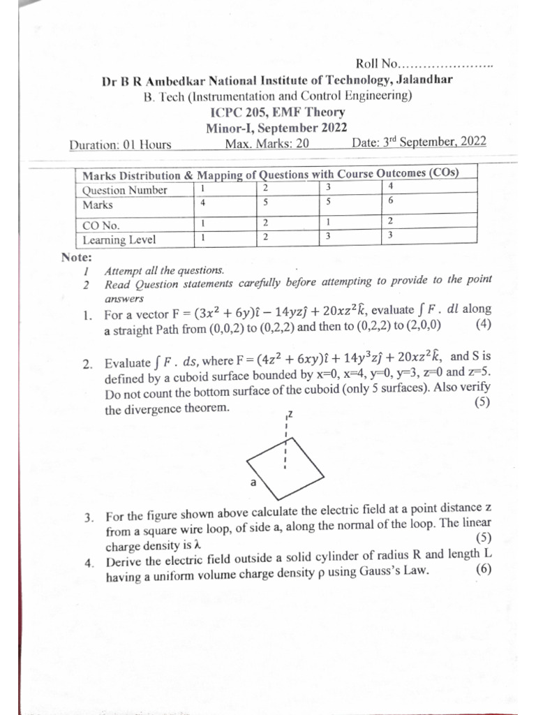 Emf Question Paper | PDF
