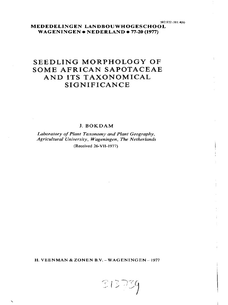 Bokdan 1977 Seedling Morphology African Sapotaceae | PDF | Seed | Germination