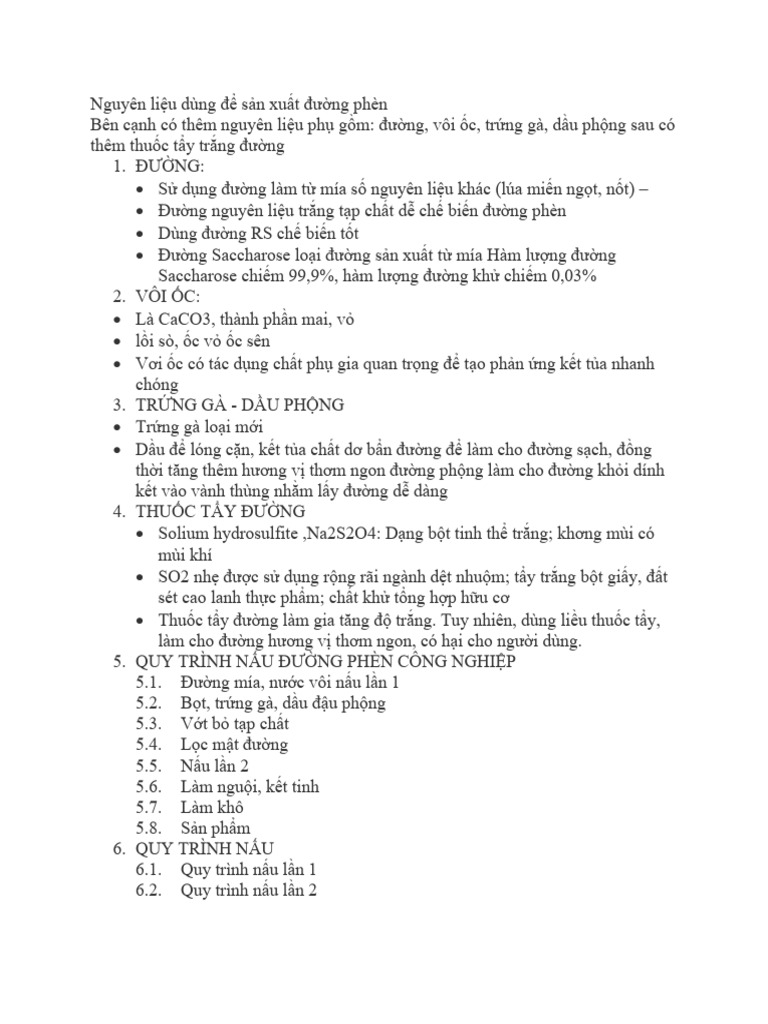 công nghệ sản xuất đường phèn 1 | PDF