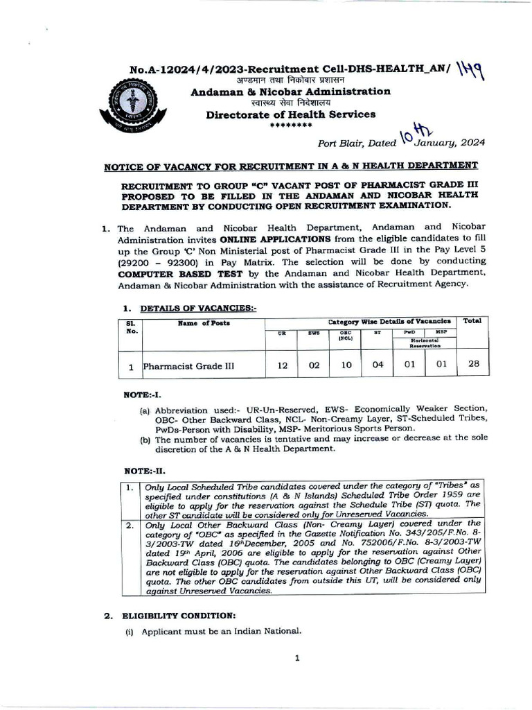 Pharmacist Grade III Recruitment Notice | PDF | Pharmacy | Identity ...