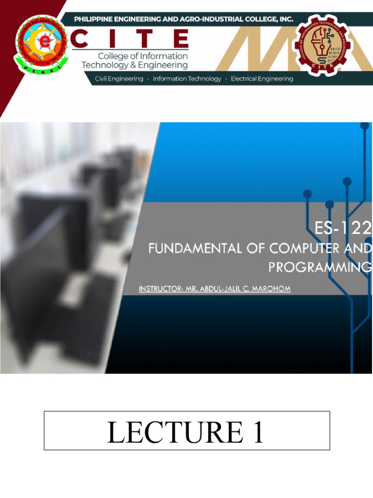 ES 122 Lesson 1 | PDF | Central Processing Unit | Input/Output