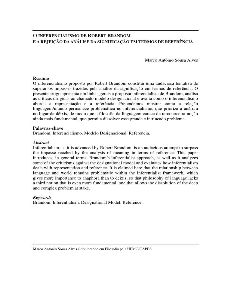 Inferencialismo de Brandom e Significação | PDF | Ontologia ...