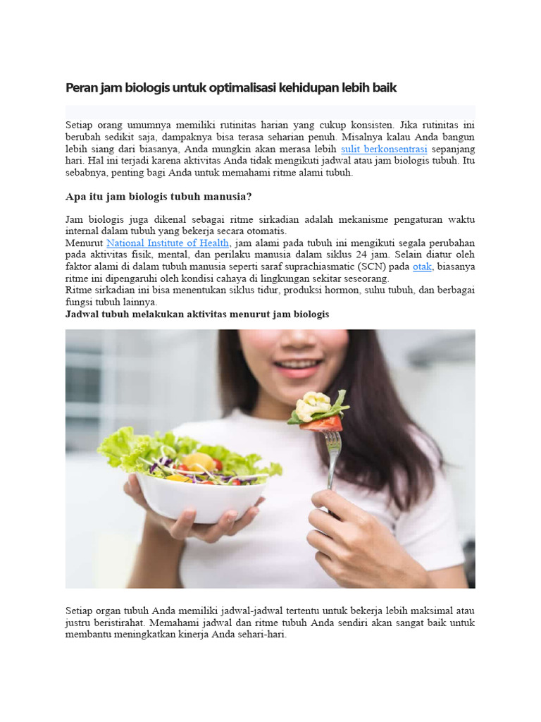 Peran Jam Biologis Untuk Optimalisasi Kinerja | PDF