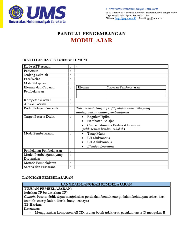 Panduan Pengembangan Modul Ajar - PBSI | PDF