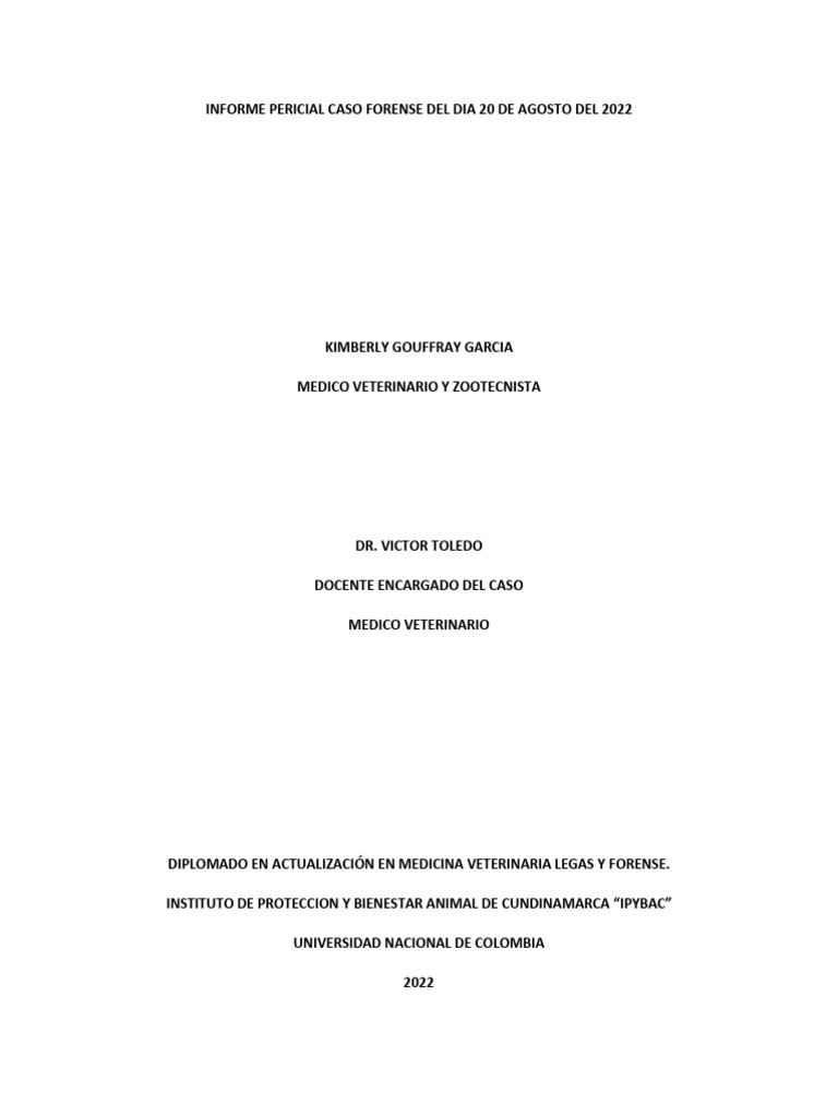 Informe Pericial Caso Forense Del Dia 20 de Agosto Del 2022 | PDF