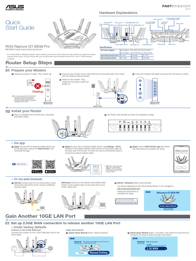 GT-BE98 Pro Quick Setup Guide | PDF | Wi Fi | Wireless