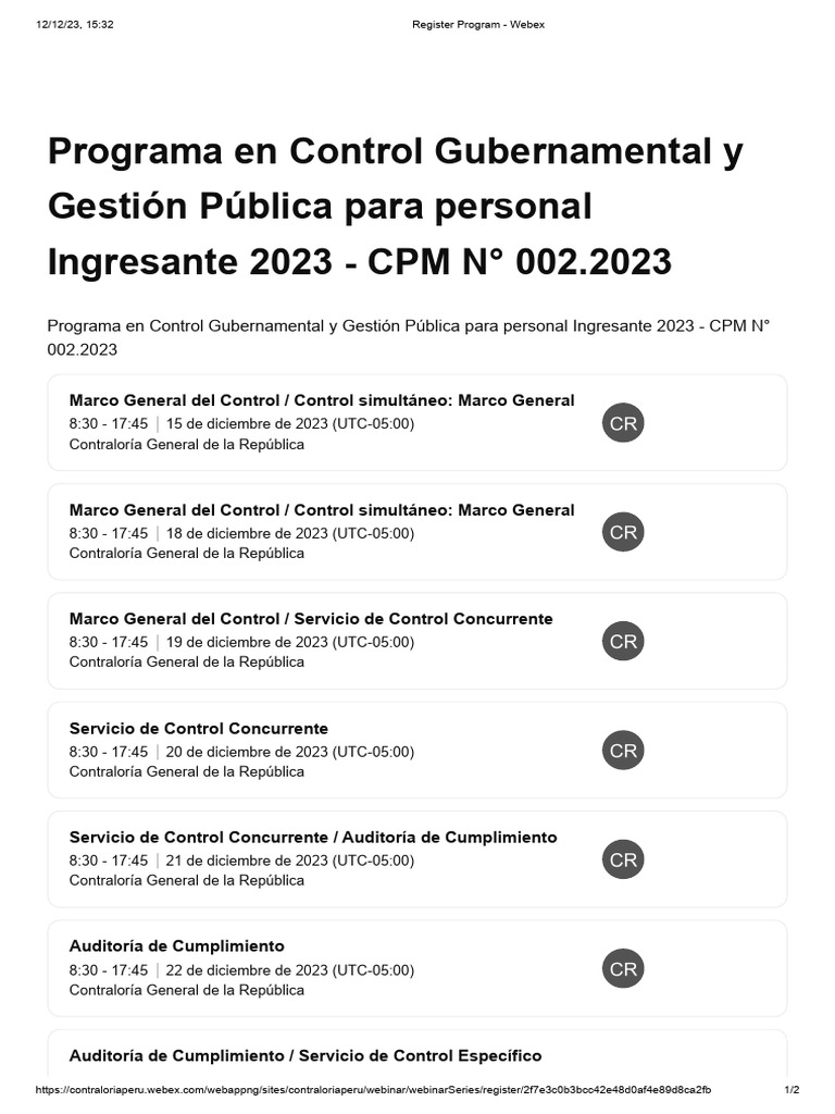 Register Program - Webex | PDF