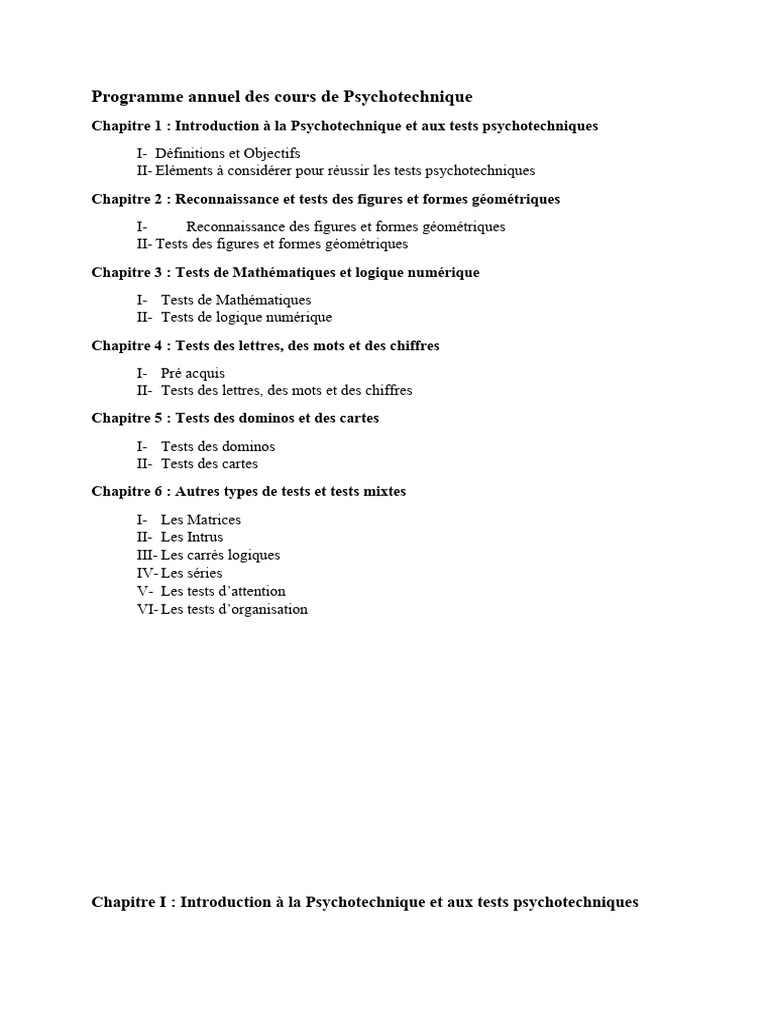 Cours de Psychotechnique et Tests Logiques | PDF | Mathématiques