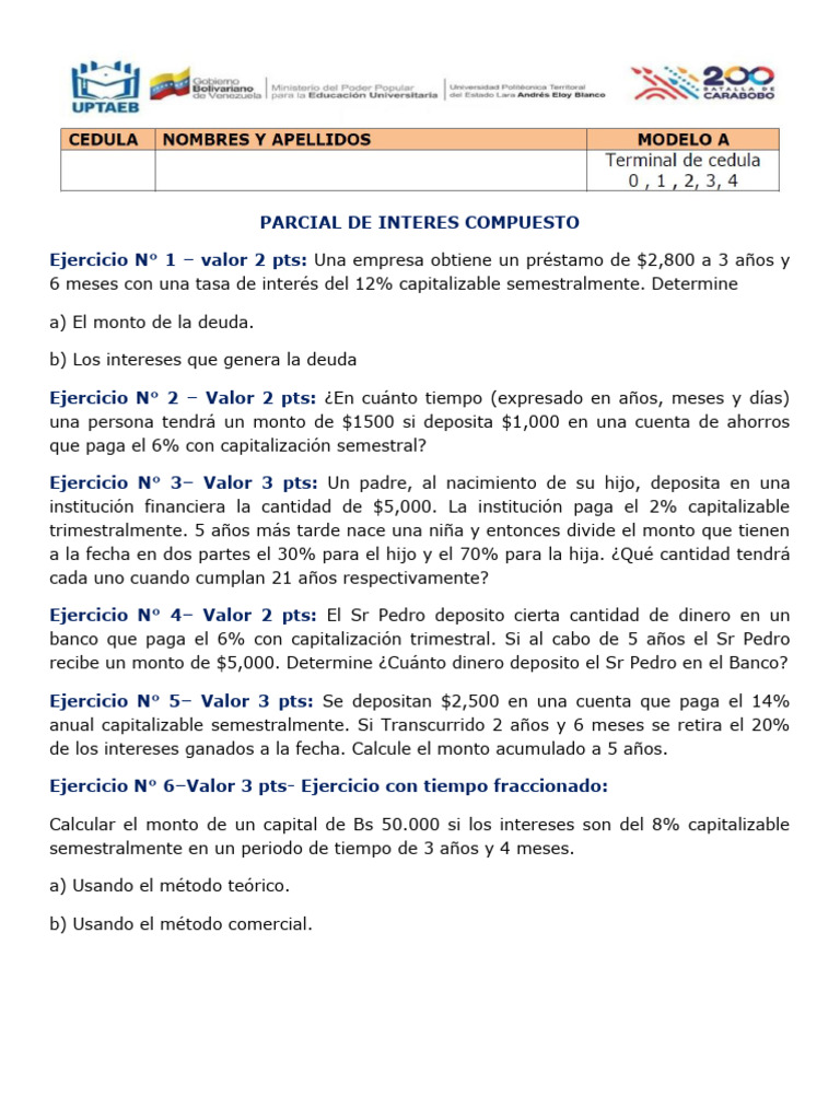 Interes Compuesto Parcial - Modelo A | PDF