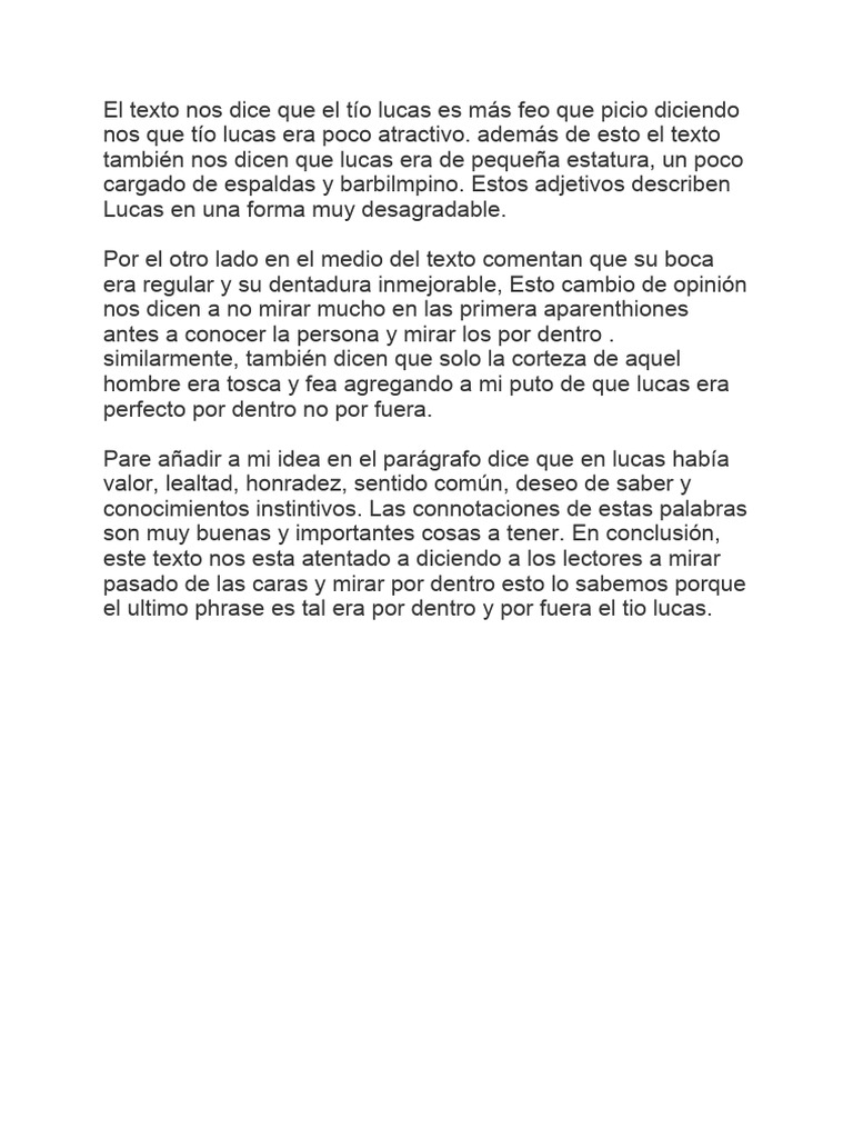 El Texto Nos Dice Que El Tío Lucas Es Más Feo Que Picio Diciendo Nos ...