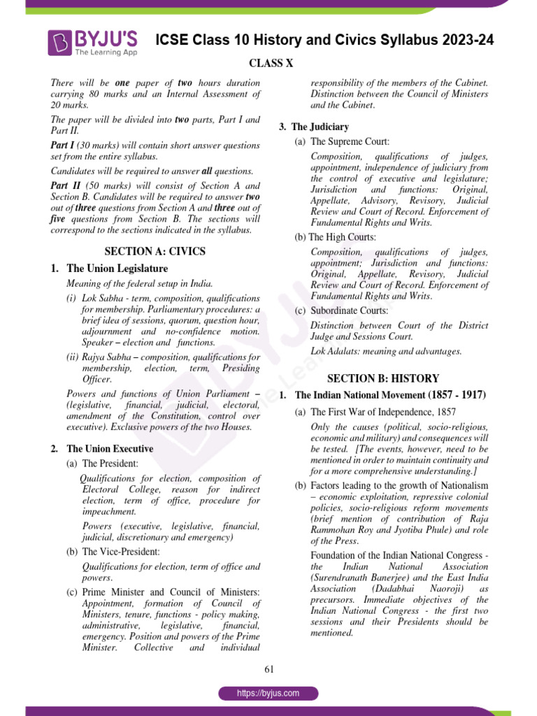 ICSE Class 10 History and Civics Syllabus 2023 24 | PDF | Jawaharlal Nehru | Government
