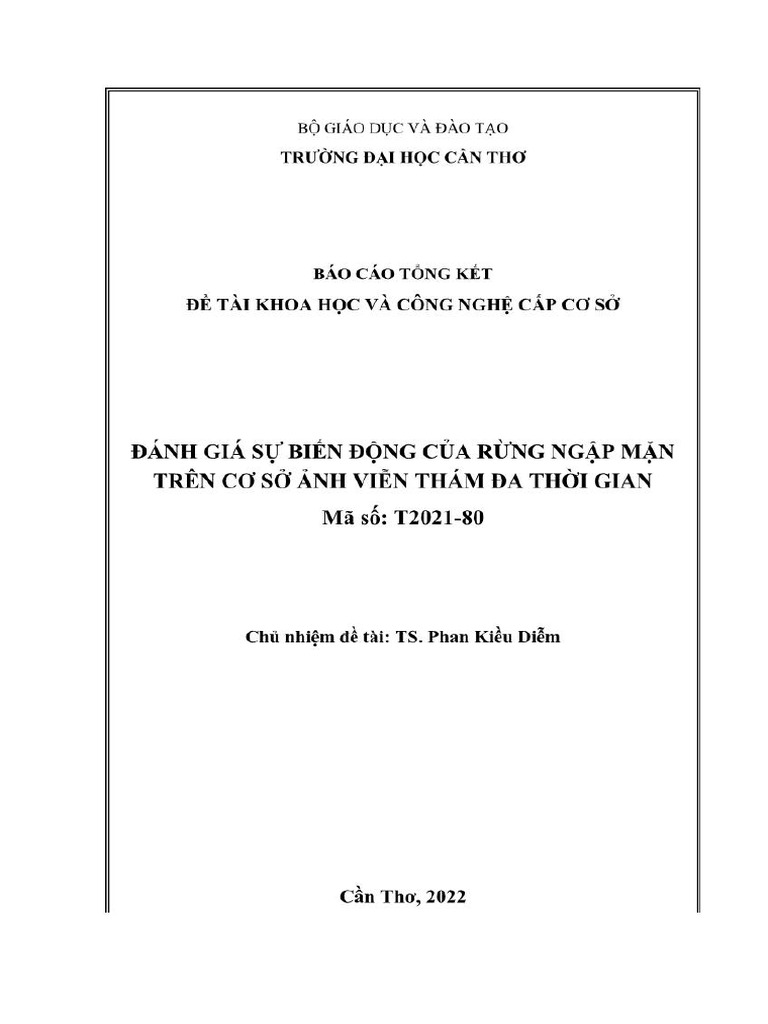 Đánh Giá Sự Biến Động Của Rừng Ngập Mặn Trên Cơ Sở Ảnh Viễn Thám Đa ...