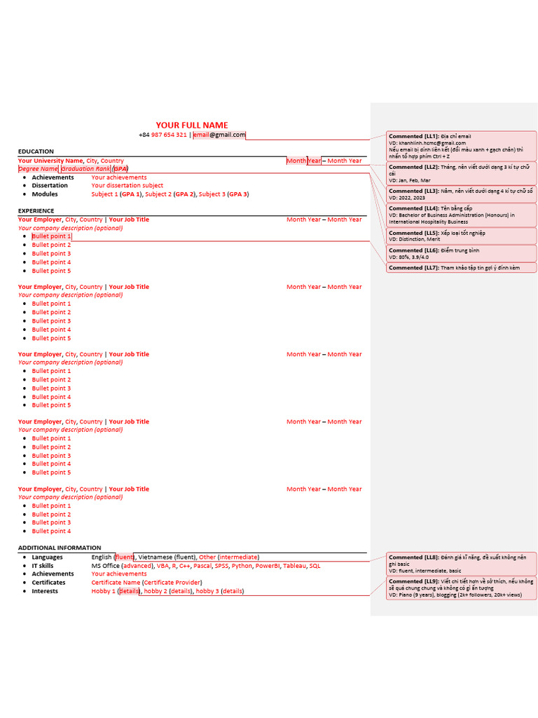 Huong Dan Dien CV Theo Mau | PDF