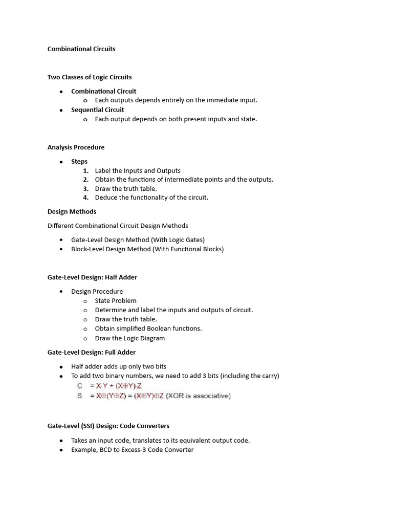 Combinational Circuits Pdf Logic Gate Binary Coded Decimal 