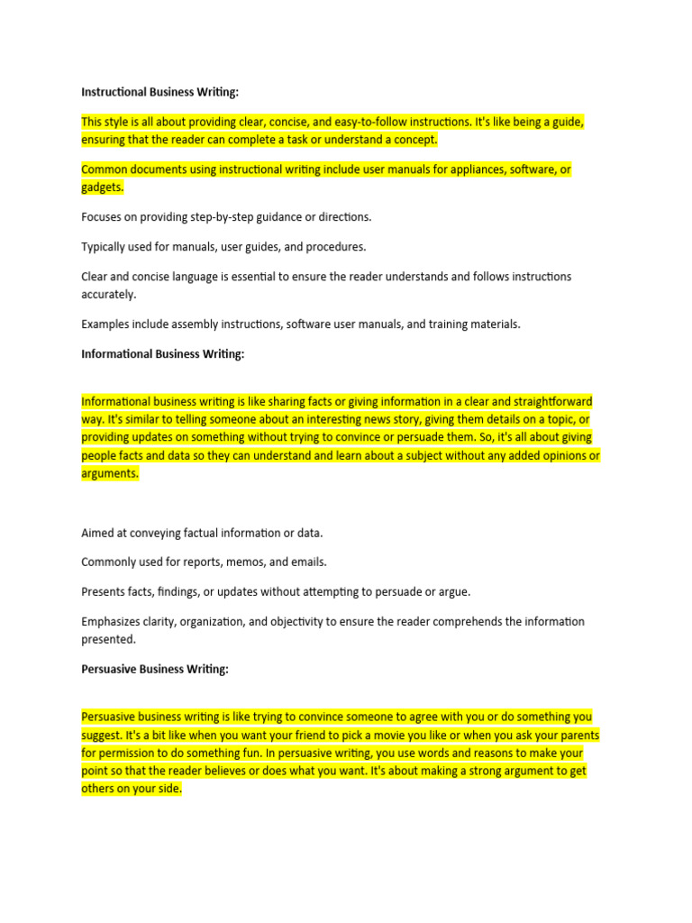 Business Writing Types | PDF | Information | Data