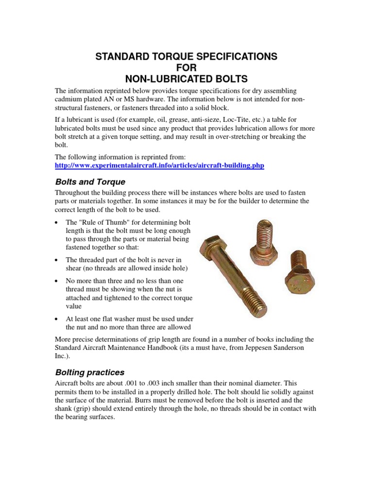 Torque Specs | PDF | Nut (Hardware) | Screw