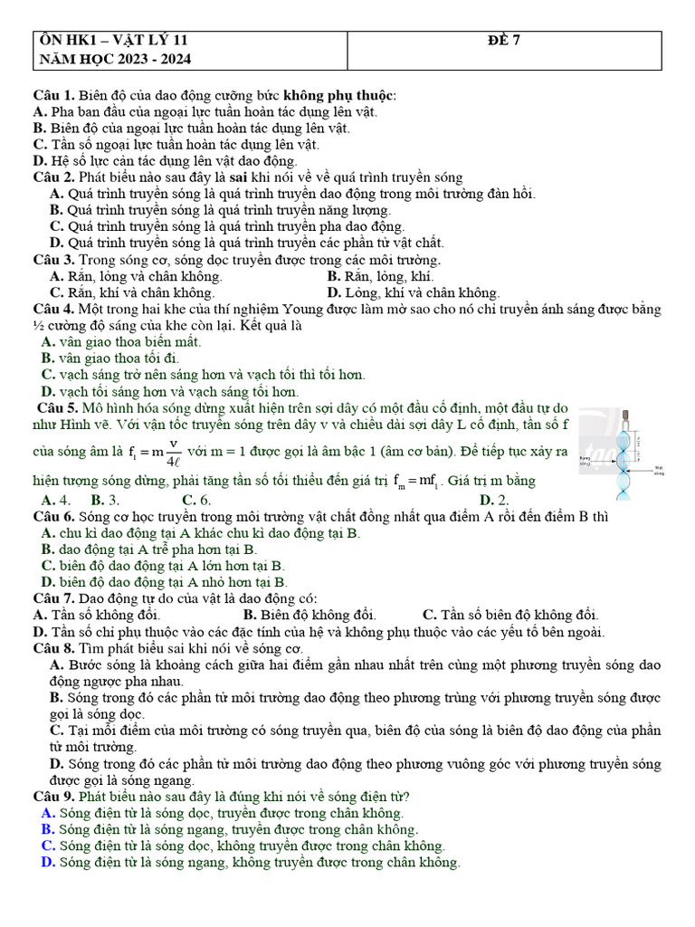 ÔN HK1 - ĐỀ 7 - hs | PDF