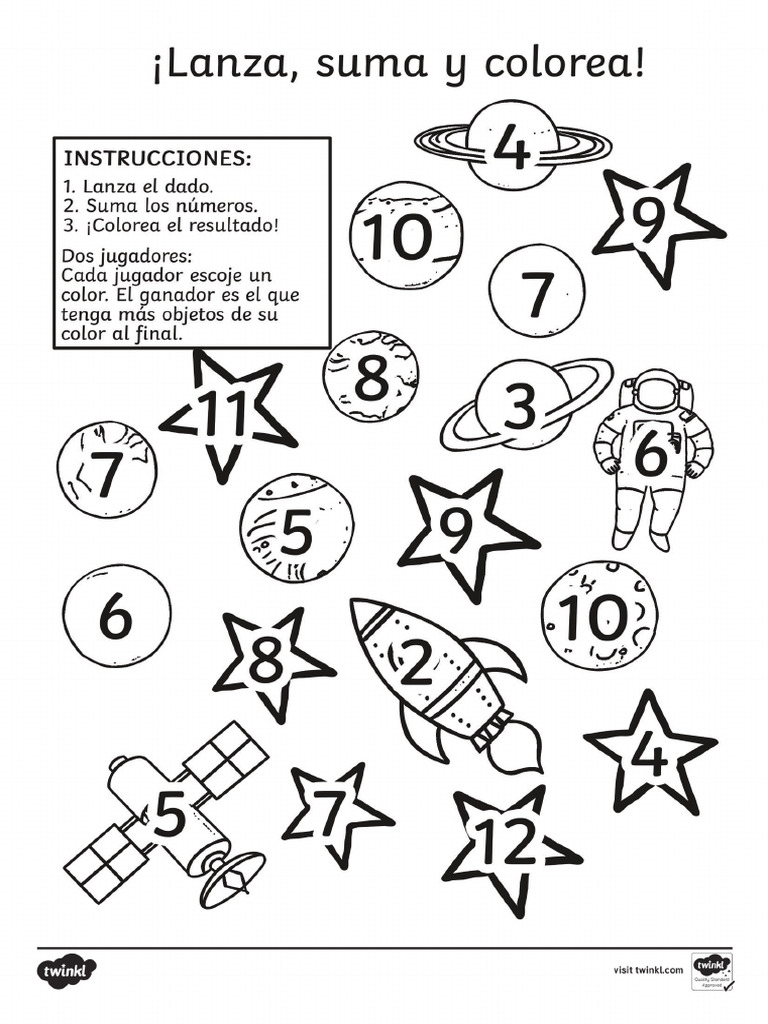 Sa T T 1009 Lanza Suma y Colorea El Espacio Ficha para Contar y Sumar | PDF