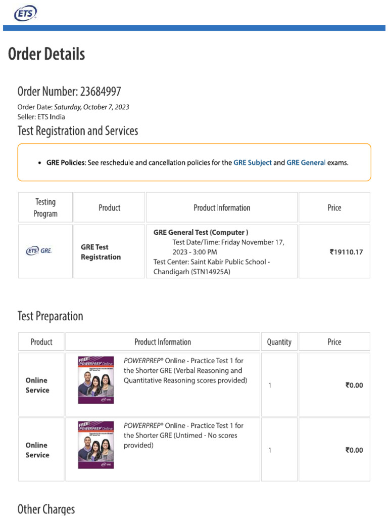 GRE Exam Registration | PDF