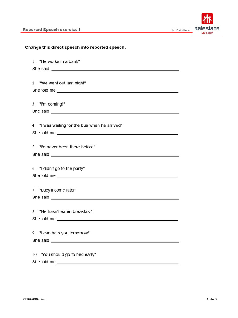 Reported Speech I | PDF