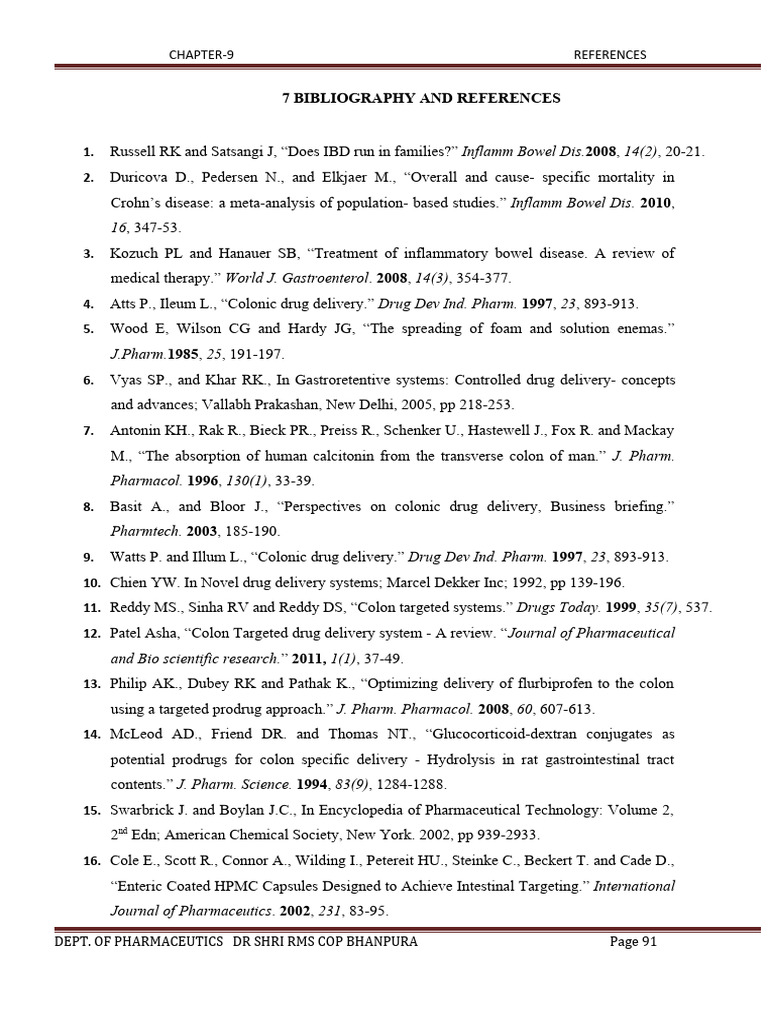9 References | PDF | Pharmacy | Inflammatory Bowel Disease