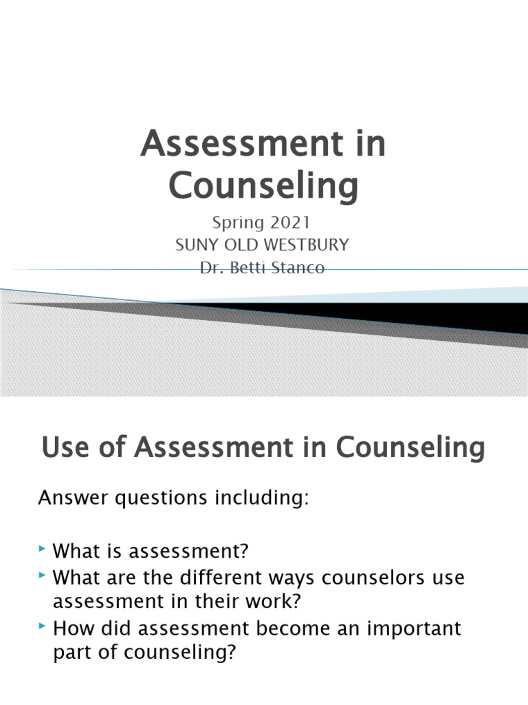 Assessment in Counseling Lecture 1 | PDF | Psychometrics | Counseling ...