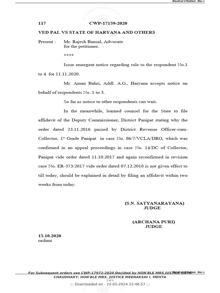CWP 17159 2020 15 10 2020 Interim Order | PDF