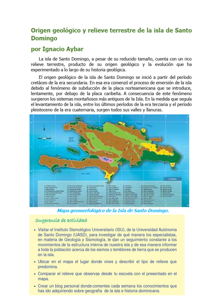 Origen Geologico y Relieve Terrestre de La Isla de Santo Domingo Por ...