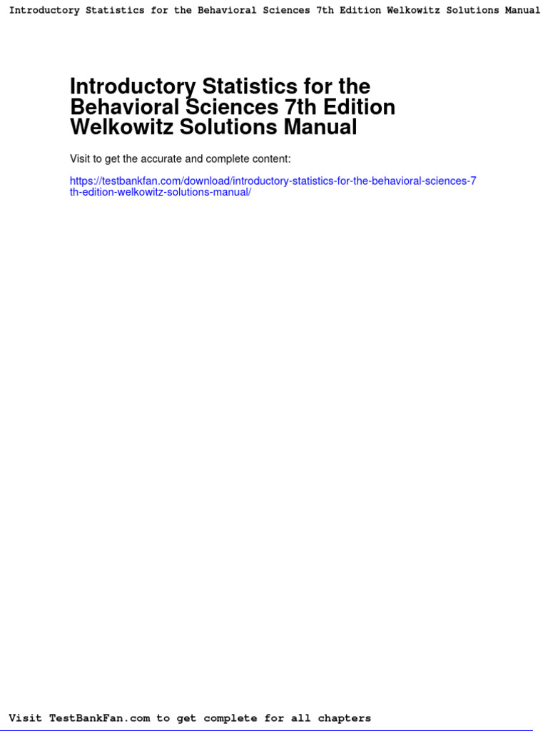 Dwnload Full Introductory Statistics For The Behavioral Sciences 7th ... Dwnload Full Introductory Statistics For The Behavioral Sciences 7th ...