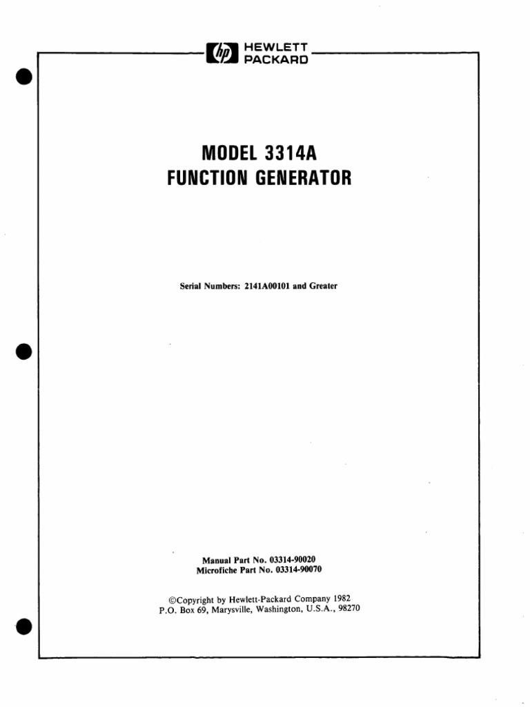 Agilent 3314A Function Generator Manual | PDF