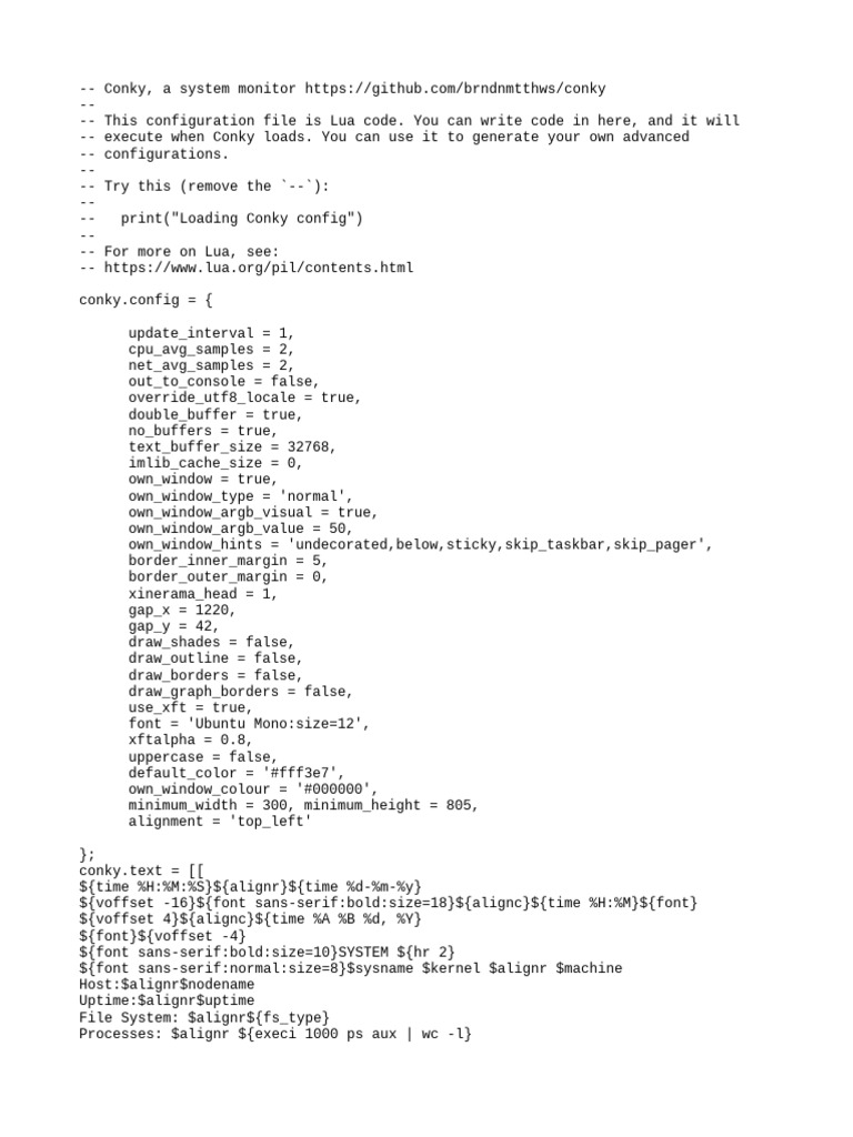 Conkyrc (Transparente) Ubuntu | PDF | Typefaces | Operating System Technology