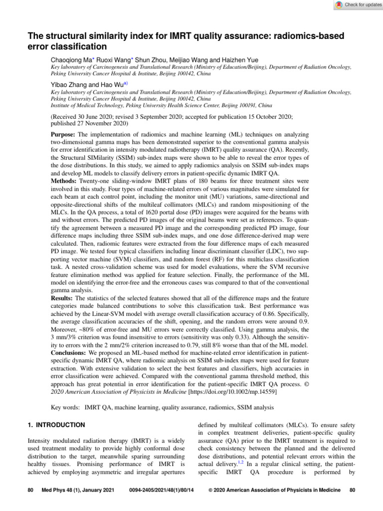 Error Classification | Download Free PDF | Radiation Therapy | Variance Error Classification | Download Free PDF | Radiation Therapy | Variance