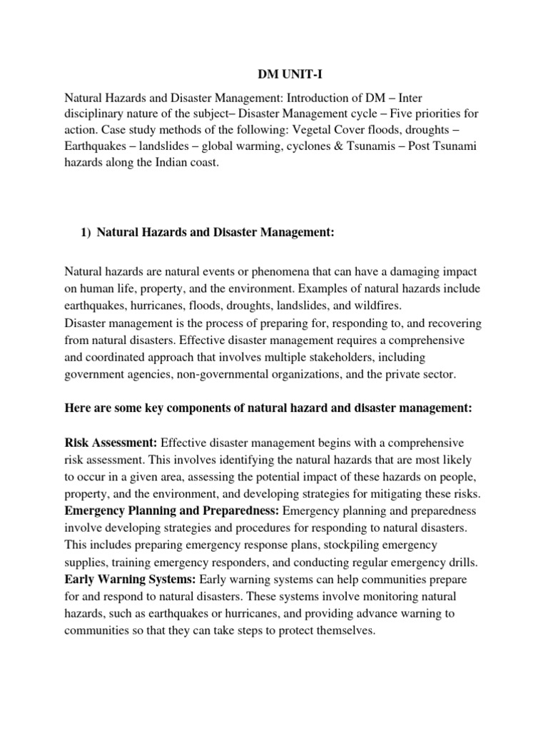 DM Unit 1 | PDF | Emergency Management | Emergency