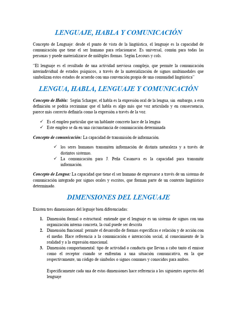 Lenguaje, Habla y Comunicacion | PDF | Comunicación | Palabra Lenguaje, Habla y Comunicacion | PDF | Comunicación | Palabra