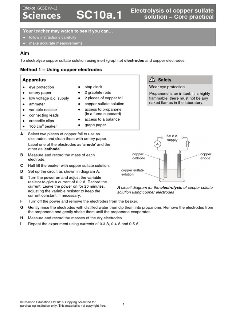 Electrolysis of Copper Sulfate | Download Free PDF | Electrode | Anode