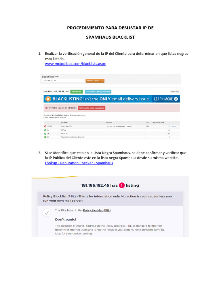Deslistar IP de Spamhaus: Guía Rápida | PDF