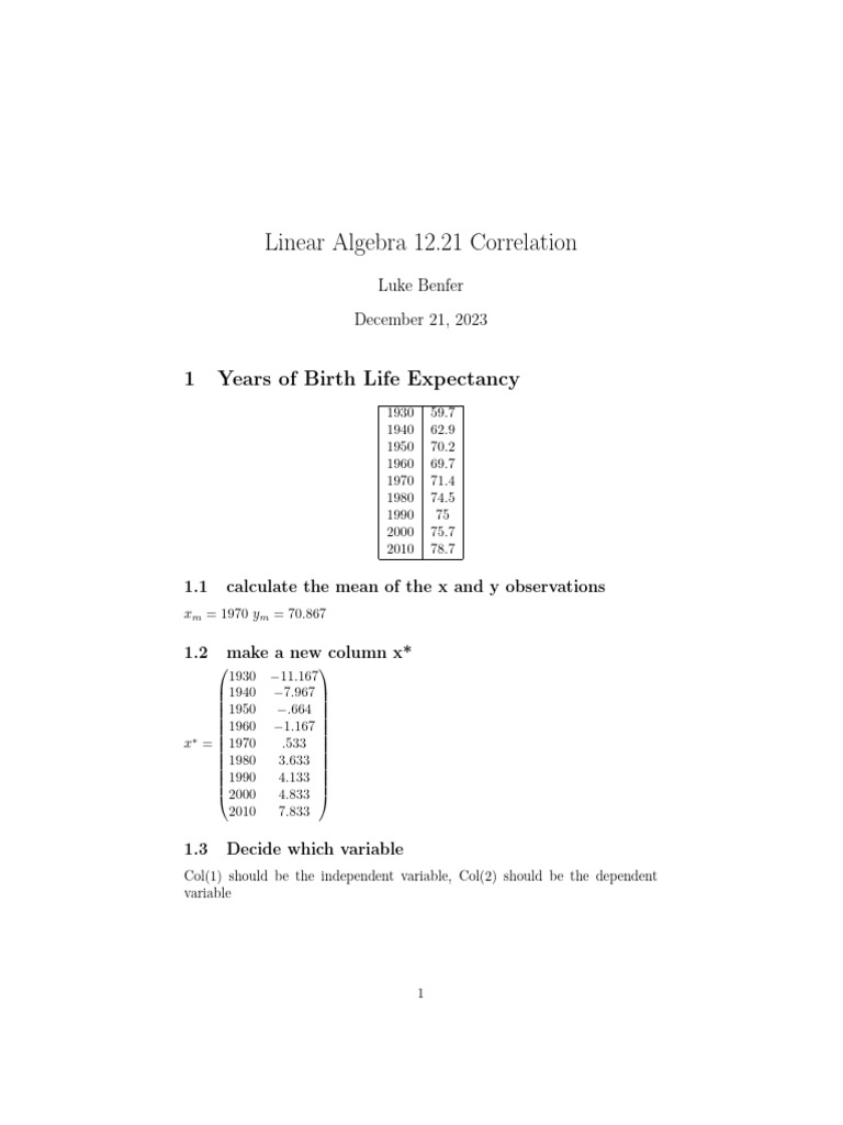 Linear Algebra 12.21-1 | PDF | Ordinary Least Squares | Algebra