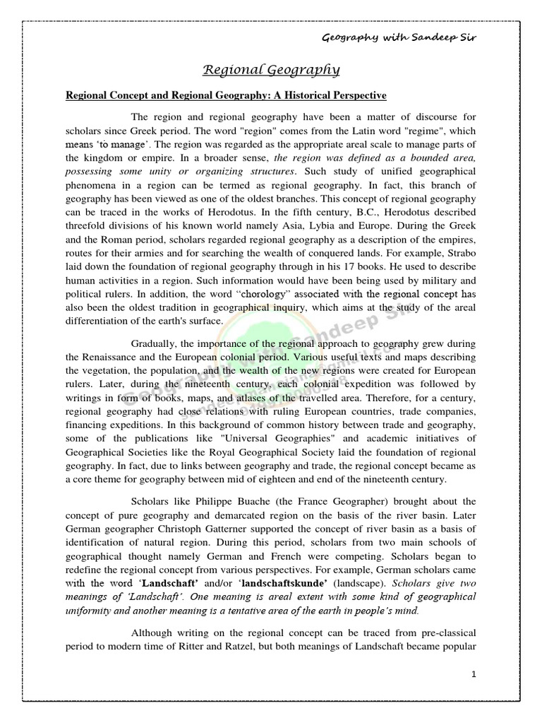 Understanding Regional Geography Concepts | PDF | Geography | Landscape