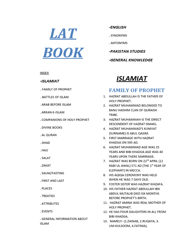 Lat Book | PDF | Muhammad | Medina