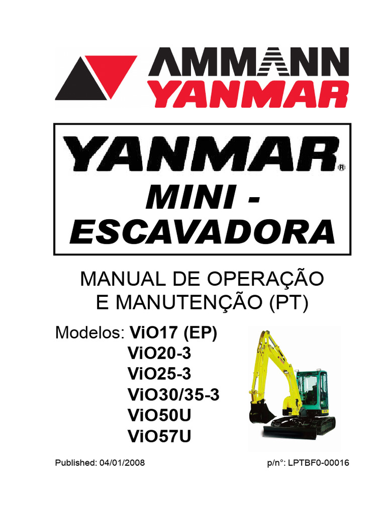 Manual de Operador (ViO17 - 20-3 - 25-3 - 30-3 - 35-3 - 50U - 57U) | PDF | Motores | Amianto