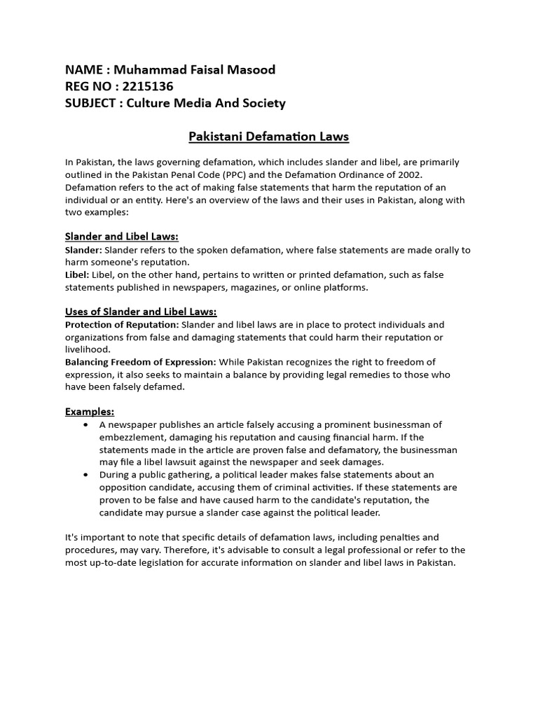 Defaming Laws | PDF