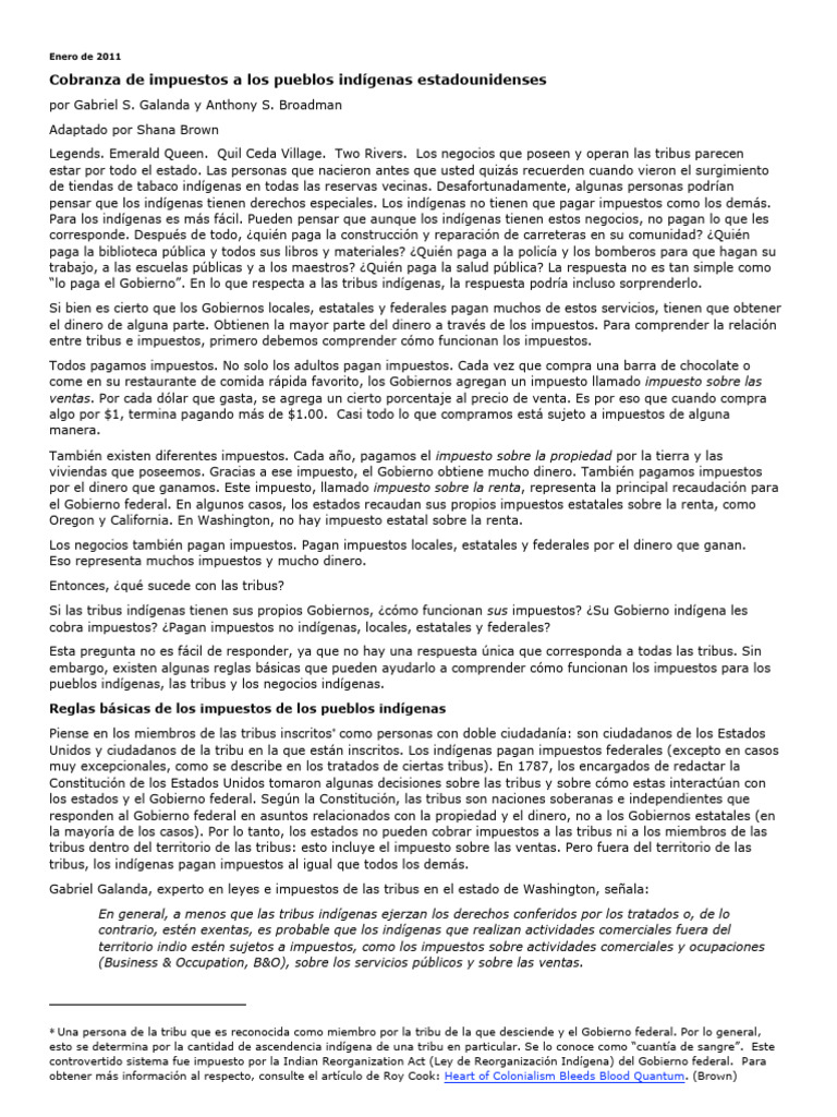 Taxing Times in Native America Adapted SV | PDF | Impuestos | Tribu