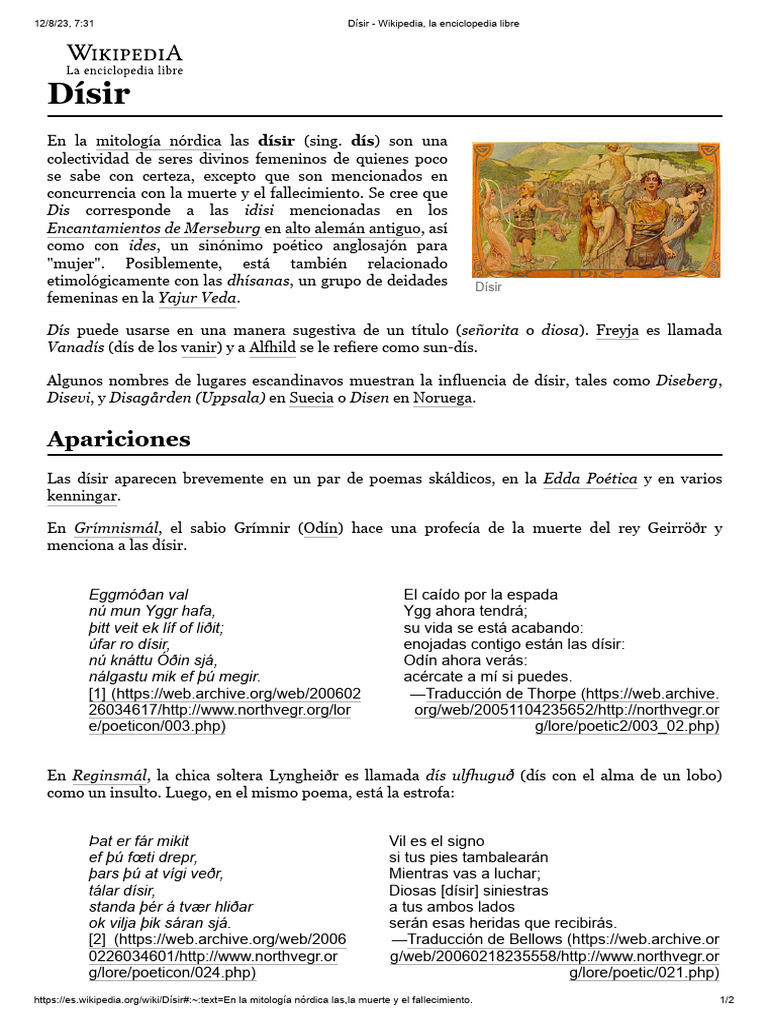Dísir - Wikipedia, La Enciclopedia Libre | PDF | Criaturas legendarias ...