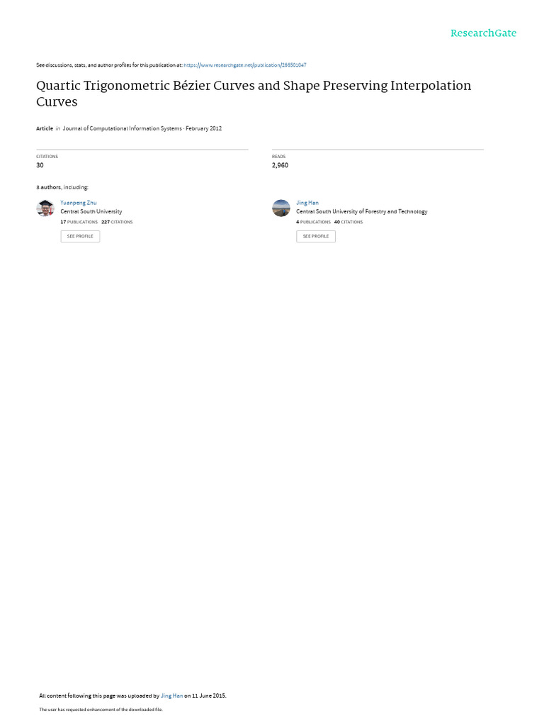 Quartic Trigonometric Bezier Curves and Shape Pres | PDF | Spline (Mathematics) | Interpolation