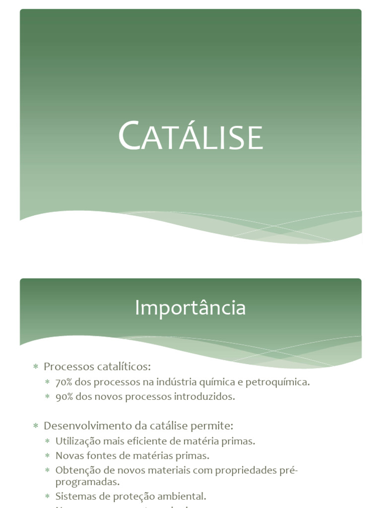 AULA 4 - Catálise Atual - Parte 1 | PDF | Catálise | Química
